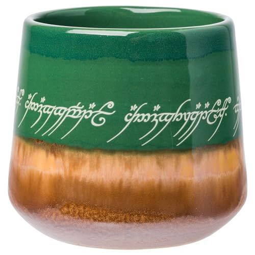 Silver Buffalo Lord of The Rings Elven Text High Gloss Reactive Glaze Tapered Pottery Mug,14 Ounces