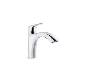 kohler 30468-cp rival single handle pull-out kitchen, laundry, utility sink faucet, polished chrome, 1.5 gpm