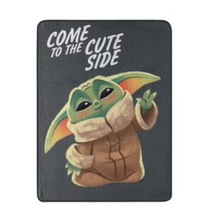 disney star wars - the mandalorian cute side charcoal grogu micro throw (46" x 60")