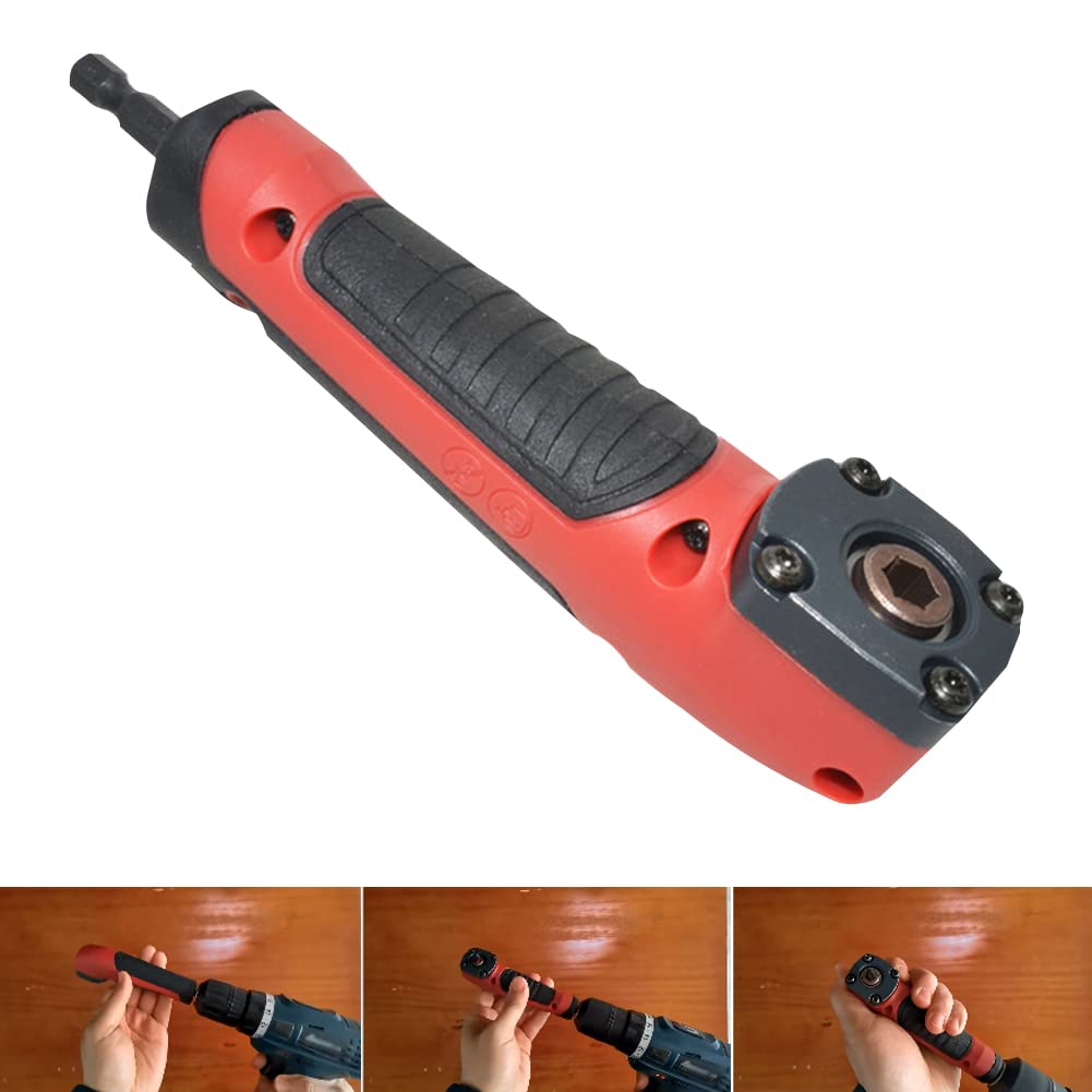 EKDJKK Right Angle Drill Attachment Electric Screwdriver Repair Set 90 Degree Corner Device Screwdriver Socket Adapter Kit 1/4 Inch Right Angle Drill Adapter with 10 Drill Bit Sets for Impact Driver