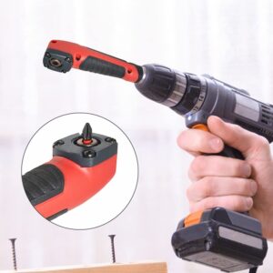 EKDJKK Right Angle Drill Attachment Electric Screwdriver Repair Set 90 Degree Corner Device Screwdriver Socket Adapter Kit 1/4 Inch Right Angle Drill Adapter with 10 Drill Bit Sets for Impact Driver