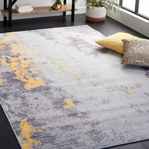 safavieh tacoma collection area rug - 5' x 8', grey & gold, modern abstract design, non-shedding & easy care, machine washable ideal for high traffic areas in living room, bedroom (tac803f)