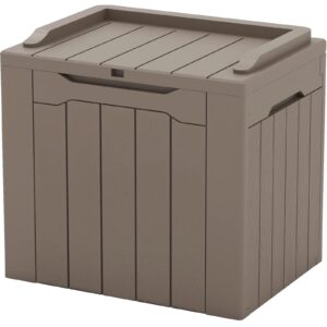 patiowell 30 gallon resin deck box, outdoor storage box for patio furniture, deliveries, pool supplies,waterproof and lockable, brown