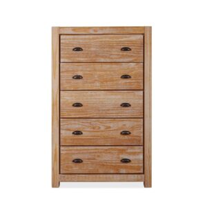 grain wood furniture montauk 5-drawer chest, solid wood with a rustic walnut finish