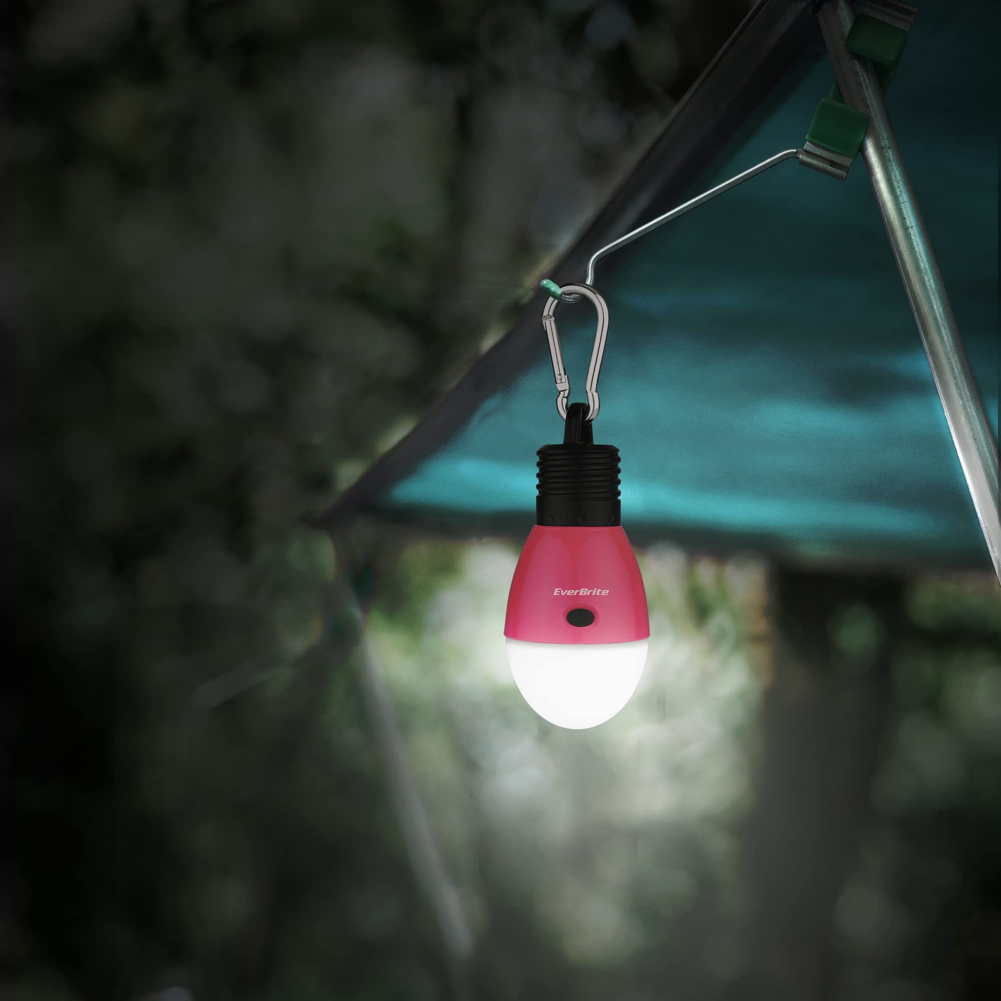 EverBrite Rechargeable Camping Light,Portable Tent Lantern,3 Lighting Modes, Hanging Tent Light Bulbs with Clip Hook for Hiking, Fishing, Backpacking, Emergency and More-Pink