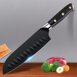 fseoot professional meat cleaver knife titanium plating chef knives high carbon stainless steel ultra sharp kitchen cutting knife for meat vegetable cooking tool outdoor and home use (black-002)