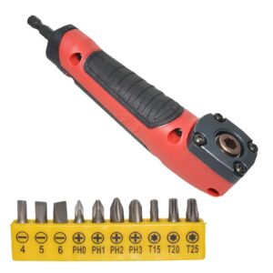 ekdjkk right angle drill attachment electric screwdriver repair set 90 degree corner device screwdriver socket adapter kit 1/4 inch right angle drill adapter with 10 drill bit sets for impact driver