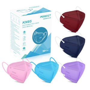 poqcct kn95 face masks 50 pack tie dye breathable safety respirator 5-ply multicolor cup dust disposable kn95 mask for adult