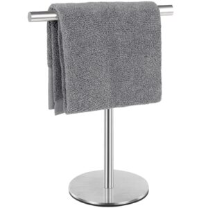 t-shape hand towel holder - standing hand towel rack for bathroom or kitchen countertops, with sus304 stainless steel brushed finish, minimalist style