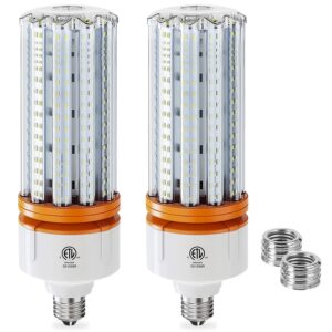 riuvao 1000w equivalent led corn light bulbs, 15000 lumen led light bulbs, 2 pack 100w 5000k daylight white e26 e39 corn led light bulbs for large area lighting wide application for warehouse