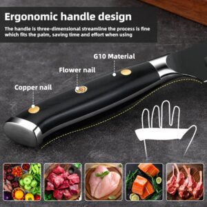 Fseoot Professional Meat Cleaver Knife Titanium Plating Chef Knives High Carbon Stainless Steel Ultra Sharp Kitchen Cutting Knife for Meat Vegetable Cooking Tool Outdoor and Home Use (Black-002)