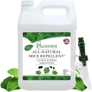 puremint mice repellent, natural 5% peppermint oil spray for mice, mouse, rats & rodents, pest control spray for home, garden, indoor & outdoor use, 128 fl oz