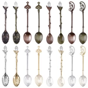 hostk retro spoons, crystal alloy coffee spoons, vintage carved teaspoons, decorative dessert spoons stirring spoon ice cream spoon for coffee tea cake dessert sugar home office party supplies(16 pcs)