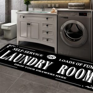 laundry room rug non slip floor mats farmhouse large laundry rugs for laundry room mat washer and dryer carpet laundry room decor 20x59inch(black1)