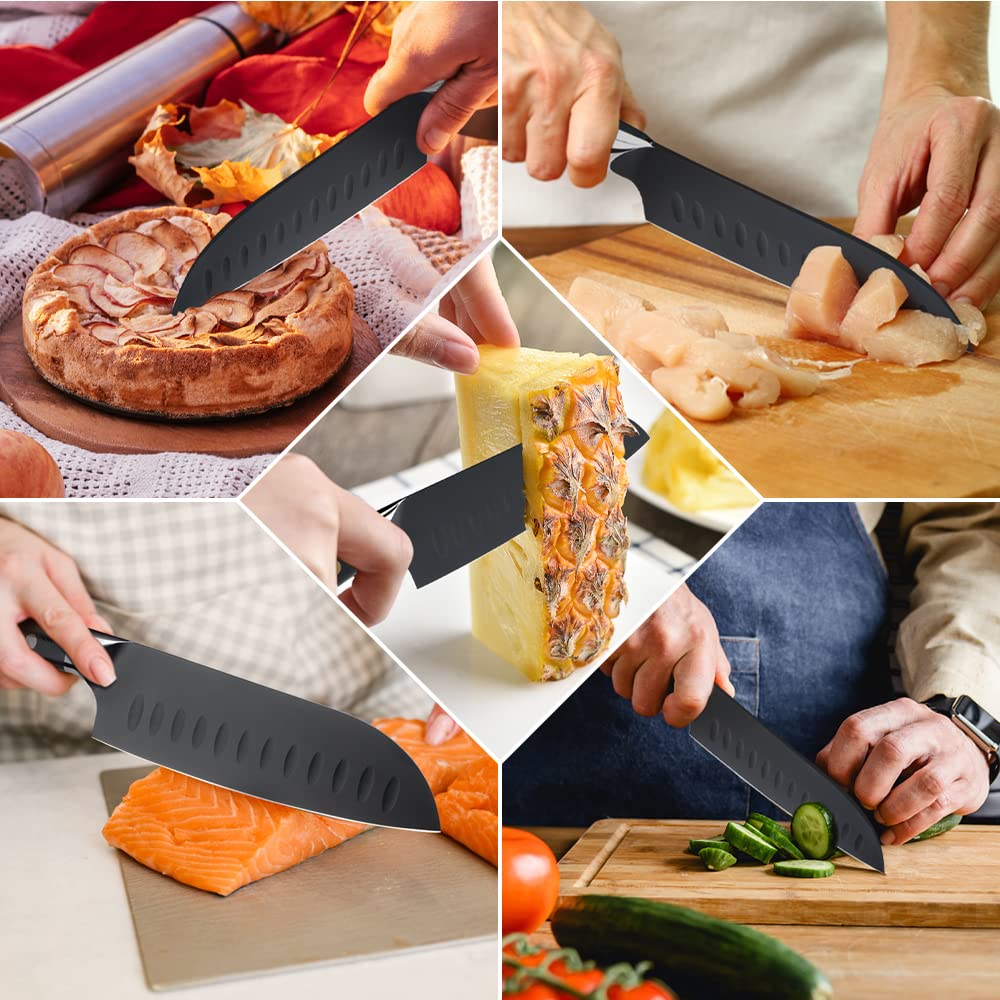 Fseoot Professional Meat Cleaver Knife Titanium Plating Chef Knives High Carbon Stainless Steel Ultra Sharp Kitchen Cutting Knife for Meat Vegetable Cooking Tool Outdoor and Home Use (Black-002)