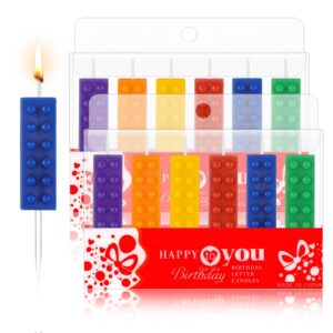 riyiper building block party candles, birthday cake candles building block pick birthday supplies cake topper novelty candle for building block party themed birthday decoration favor, 6 colors