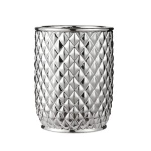 motifeur bathroom wastebasket - ceramic decorative trash can (pineapple pattern, silver grey)