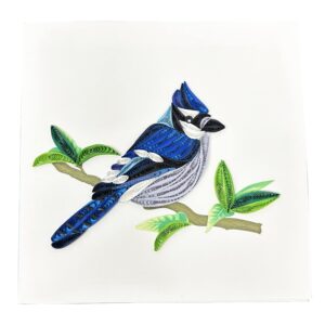 bird quilling cards,unique paper handmade greeting cards for christmas, birthday, love, mother's day, thank you, any occasion,handcrafted with love,proud usa brand (blue jay bird)