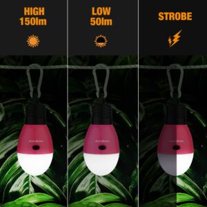 EverBrite Rechargeable Camping Light,Portable Tent Lantern,3 Lighting Modes, Hanging Tent Light Bulbs with Clip Hook for Hiking, Fishing, Backpacking, Emergency and More-Pink