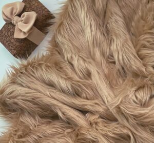 bianna peanut butter brown faux fur fabric, by the yard, american seller, luxury shag shaggy material for crafting, sewing, costumes, fursuits, home decor (12x12 inches)