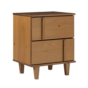 walker edison sprague contemporary detailed drawer solid wood nightstand, 20 inch, caramel