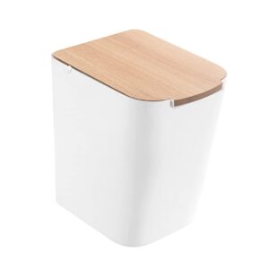 ciyodo 1pc modern plastic trash can with lid press type garbage bin for kitchen bathroom office slim design waste storage container