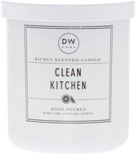 richly fragranced clean kitchen scented candle in glossy white jar, 9 oz.