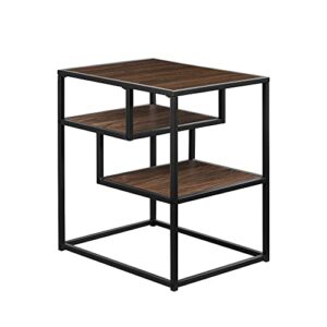 walker edison contemporary floating shelf side table, 16 inch, dark walnut