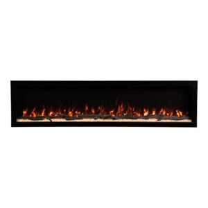 modern ember highmark 72 inch smart linear electric fireplace - premium flame with 10 colors, sleek hidden vent design, install recessed in-wall or wall-mount, wifi and voice-enabled