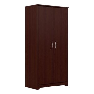 bush furniture cabot tall storage cabinet with doors in harvest cherry