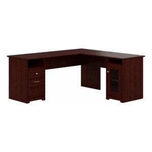 bush furniture cabot 72w l shaped computer desk with storage in harvest cherry