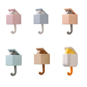 asodomo 6 pack creative cute pet hooks adhesive coat hooks utility wall hooks decorative cat key holder for hanging hat towel backpacks key scarf bags