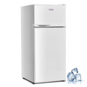 kotek mini fridge with freezer, 3.4 cu.ft compact refrigerator/freezer cooler w/ 7 settings temperature adjustable, small refrigerator with 2 doors for bedroom/dorm/apartment/office (white)