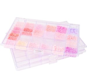 bead organizer conatiner (3 pack) 21 grids diamond painting storage containers, portable crafts organizers and storage, clear compartment container storage for jewelry, fishing tackles glitter or seed