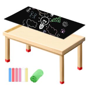 swity home sensory table 31x21x16 inch kids activity table with blackboard & whiteboard desktop, wooden kids play table art table desk for toddlers ages 1-12 to study, drawing, craft, play sand, meals