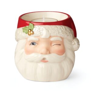 lenox 894961 santa figural votive with tealight candle, multicolor, 1.1