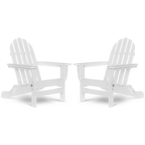 durogreen folding adirondack chairs made with all-weather tangentwood, set of 2, oversized, high end patio furniture for porch, lawn, deck, or fire pit, no maintenance, usa made, white