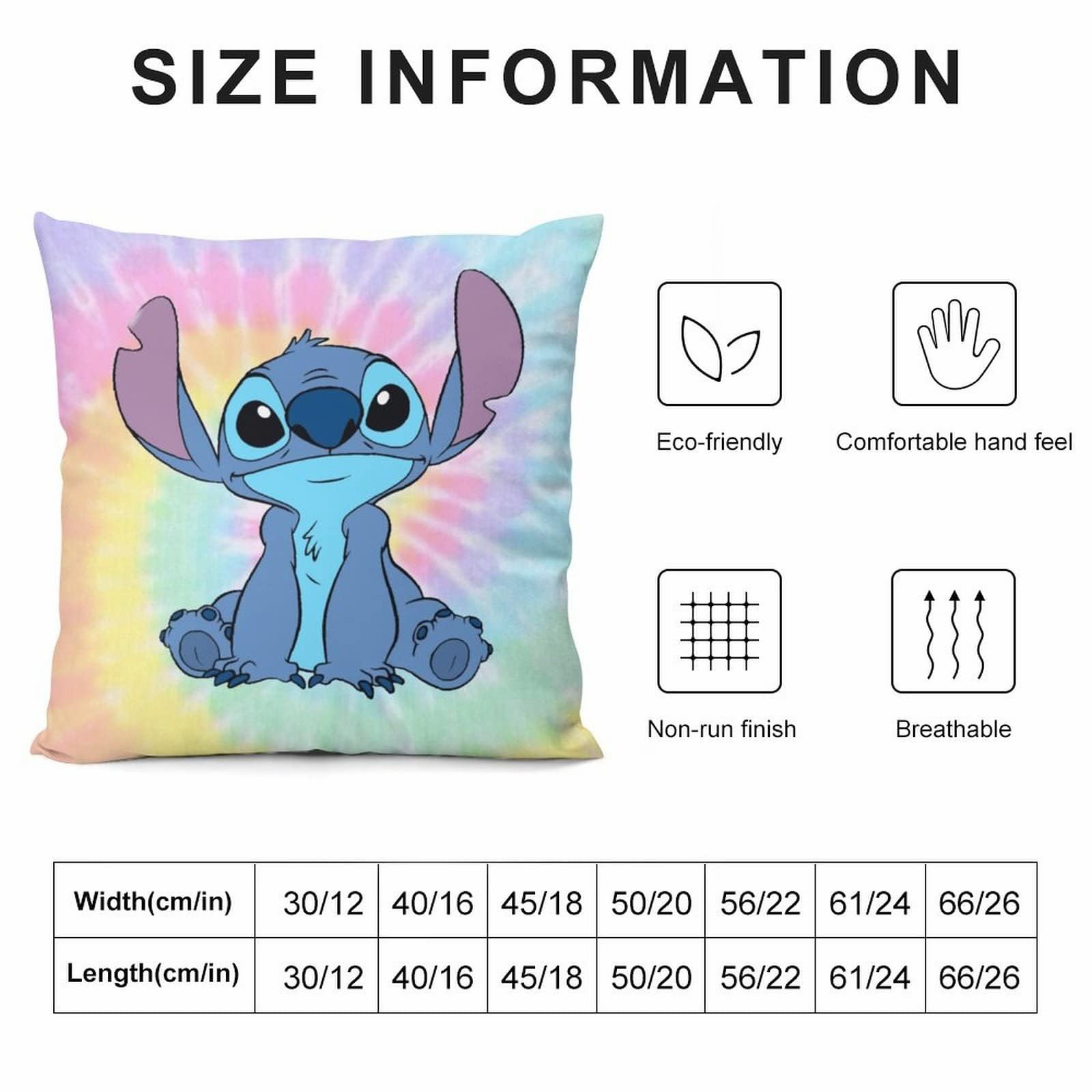 NUIGUBF Compatible with Disney Lilo & Stitch Cartoon Cute Pattern Decorative Cushion Cover, Children's Super Soft Pillowcase Home Soft & Comfortable 18x18 inches (Double-Sided)