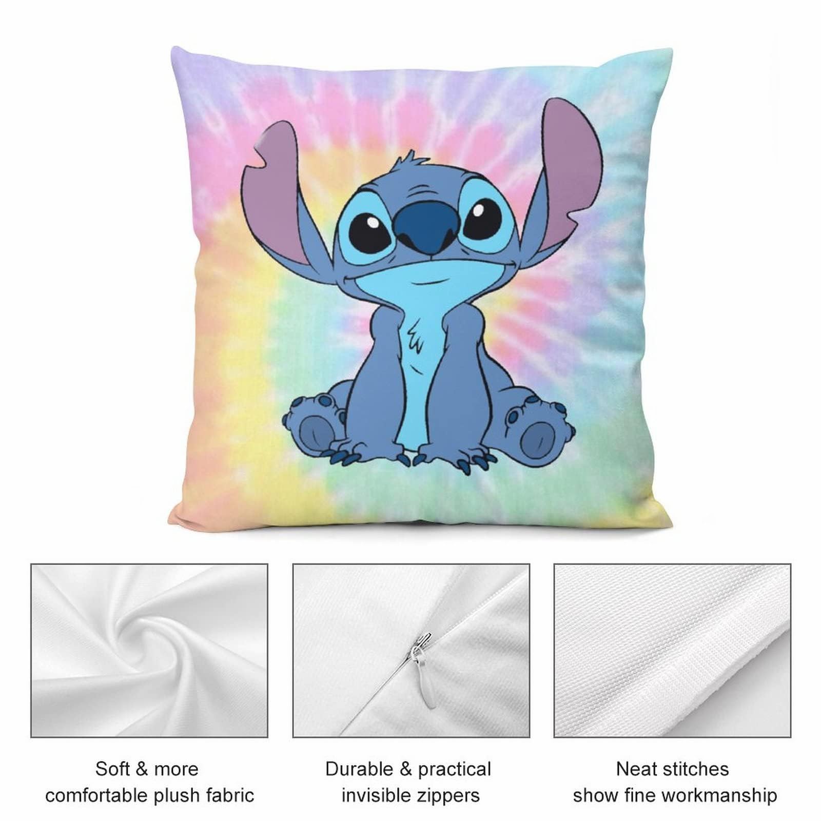 NUIGUBF Compatible with Disney Lilo & Stitch Cartoon Cute Pattern Decorative Cushion Cover, Children's Super Soft Pillowcase Home Soft & Comfortable 18x18 inches (Double-Sided)