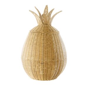 kaplan early learning pineapple washable wicker floor basket | home decor organizer | rattan woven fruit-shaped storage bin