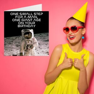 Funny Space Birthday Cards for Men & Women - Moonwalker - Joke Happy Birthday Card for Brother Sister Dad Papa Pops Mom Son Daughter Uncle Aunt 5.7 x 5.7 Inch Rude Cosmos Space Travel Greeting Cards