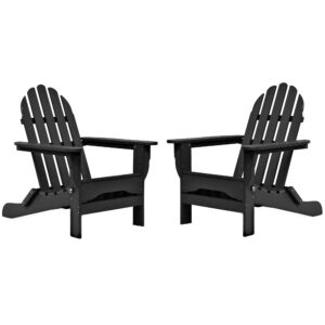 durogreen folding adirondack chairs made with all-weather tangentwood, set of 2, oversized, high end patio furniture for porch, lawn, deck, or fire pit, no maintenance, usa made, black