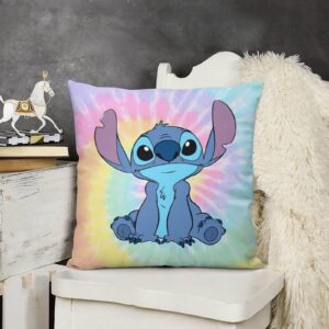 NUIGUBF Compatible with Disney Lilo & Stitch Cartoon Cute Pattern Decorative Cushion Cover, Children's Super Soft Pillowcase Home Soft & Comfortable 18x18 inches (Double-Sided)