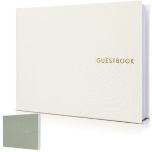 beautiful linen wedding guest book for your wedding reception - simply elegant guestbook to sign in and add polaroid photos - the perfect wedding or baby shower guest book and addition to your big day