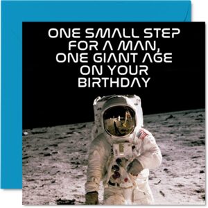 funny space birthday cards for men & women - moonwalker - joke happy birthday card for brother sister dad papa pops mom son daughter uncle aunt 5.7 x 5.7 inch rude cosmos space travel greeting cards