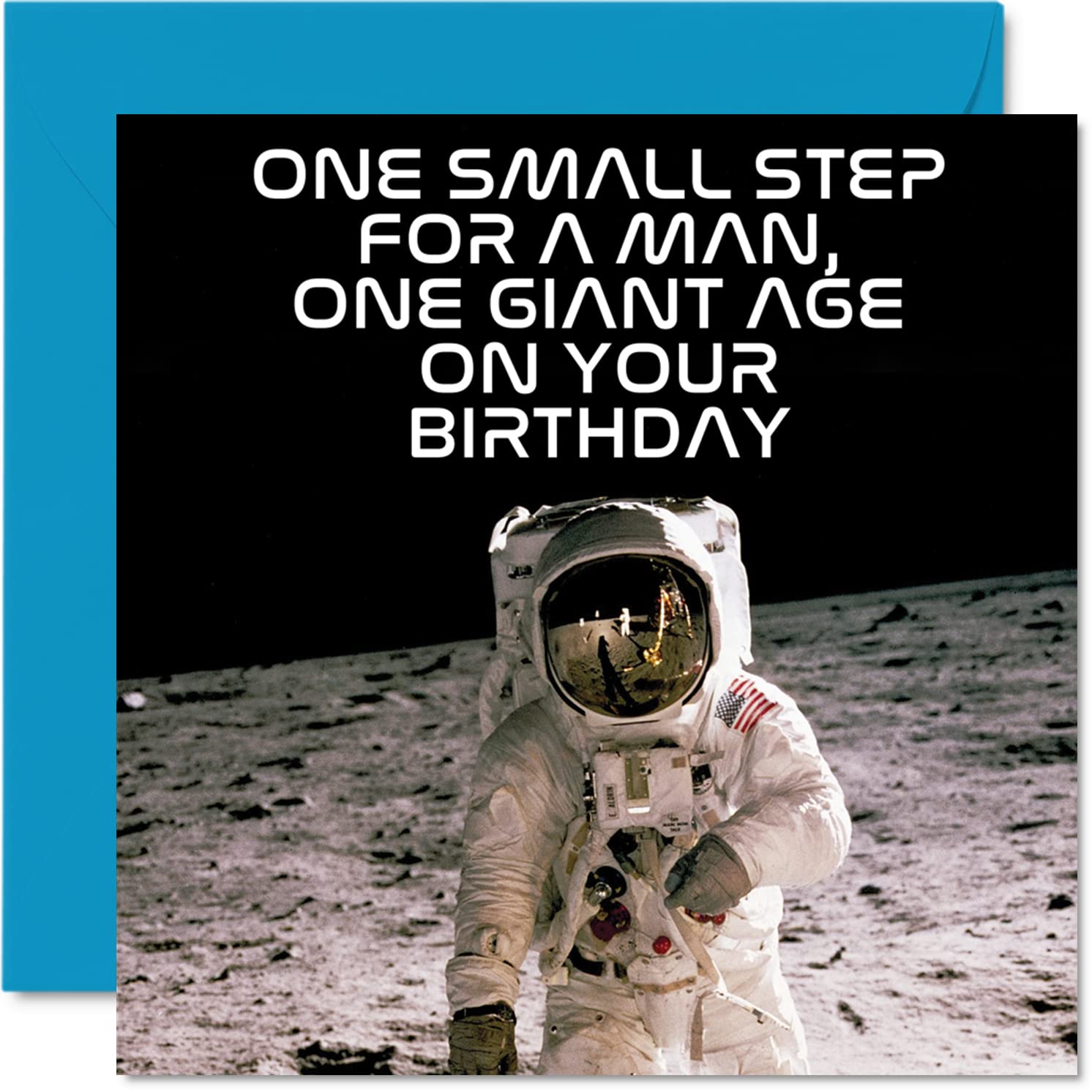 Funny Space Birthday Cards for Men & Women - Moonwalker - Joke Happy Birthday Card for Brother Sister Dad Papa Pops Mom Son Daughter Uncle Aunt 5.7 x 5.7 Inch Rude Cosmos Space Travel Greeting Cards