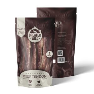 greater wild all natural ingredient 9"-12" assorted beef tendon size, chews & treats for dogs - 5 piece