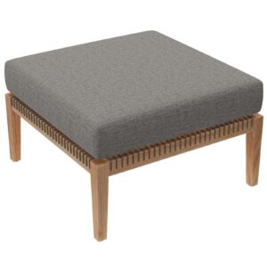 modway clearwater outdoor patio teak wood ottoman in gray graphite