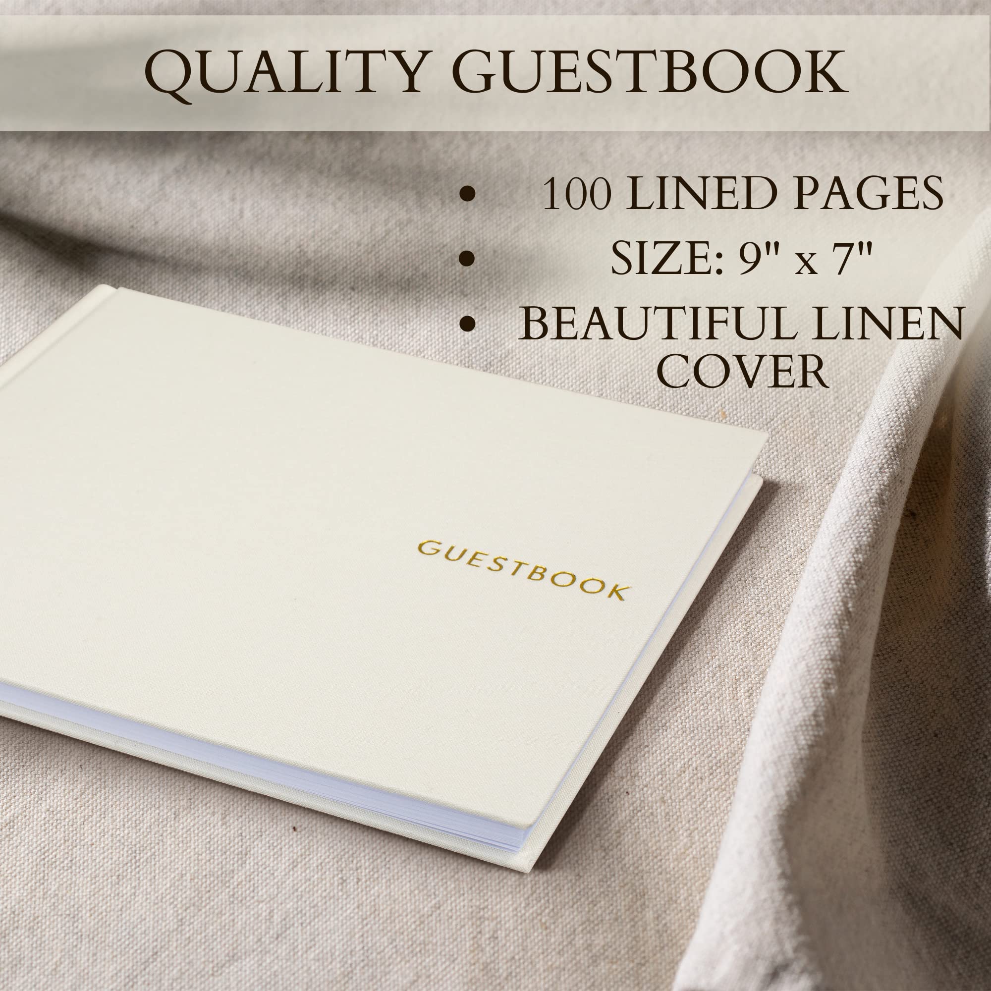 Beautiful Linen Wedding Guest Book for Your Wedding Reception - Simply Elegant Guestbook to Sign in and Add Polaroid Photos - The Perfect Wedding Or Baby Shower Guest Book and Addition to Your Big Day