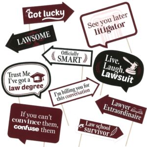 funny law school grad photo booth props - future lawyer graduation themed party decorations - funny photography supplies - selfie props with sticks - 10pcs